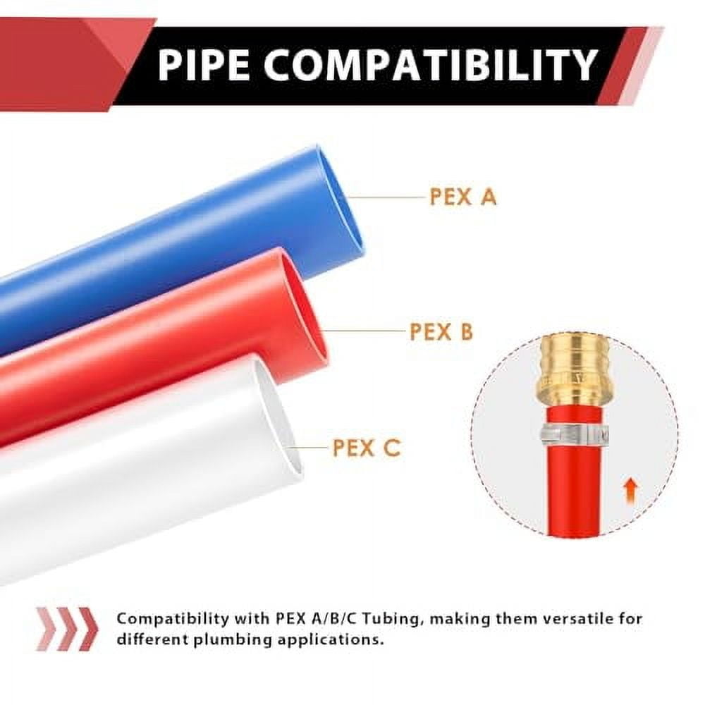 (Pack of 50) EFIELD 3/4" Pex X 1/2" Pex Reducing Elbow Brass Barb Crimp Fittings, ASTM F1807 ...