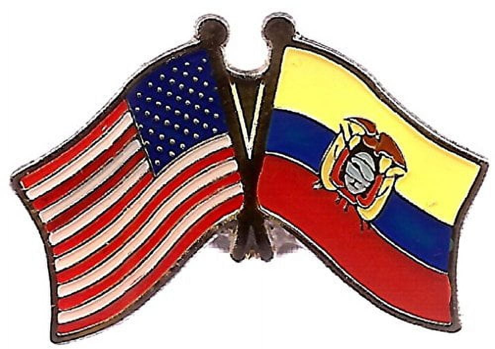Pack of 50 Ecuador & US Crossed Double Flag Lapel Pins, Ecuadorian ...