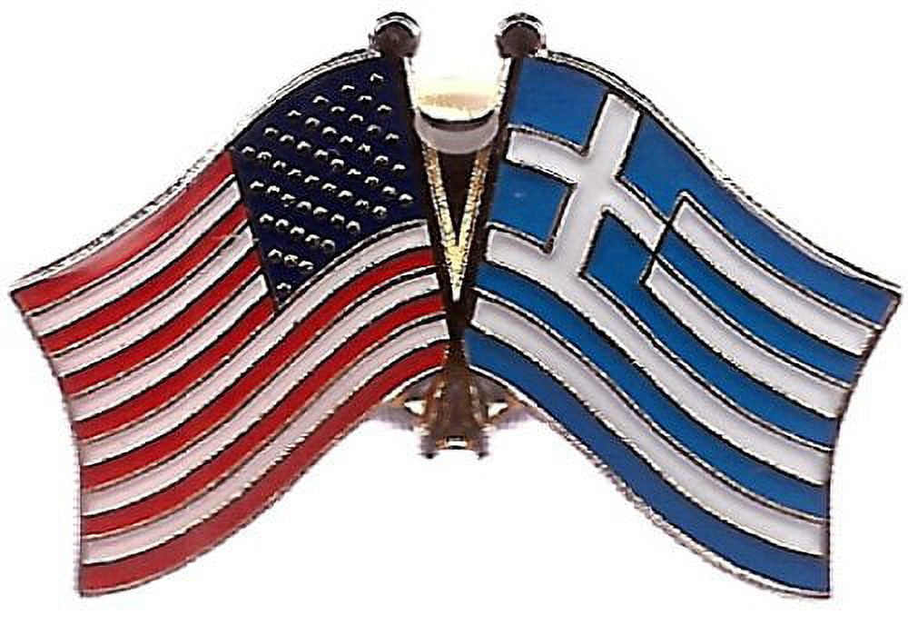 Pack of 50 Greece & US Crossed Double Flag Lapel Pins, Greek & American ...