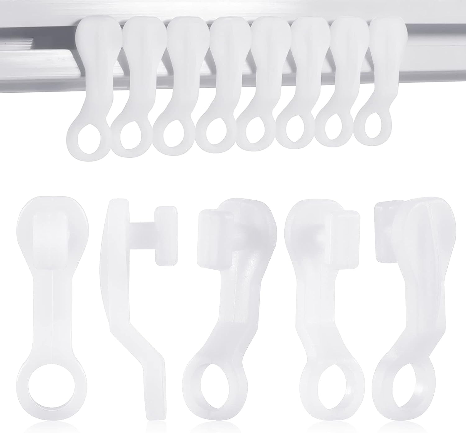 Pack of 50 Heavy Duty Curtain Hooks, Plastic Curtain Rail Gliders for ...
