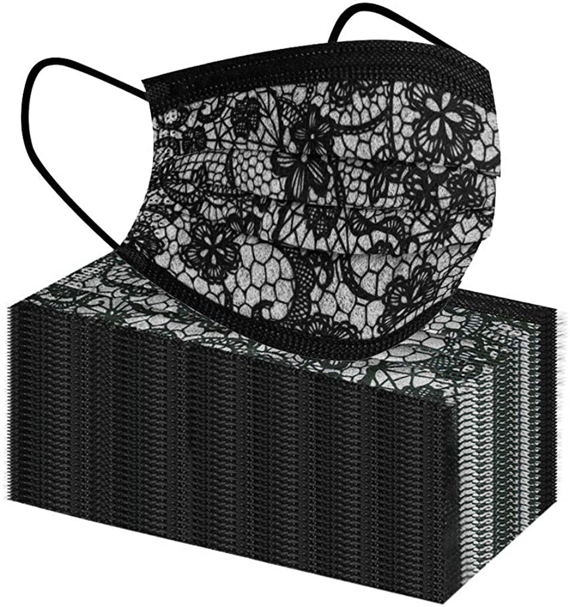 Pack of 50 Lace Disposable Face Masks Printed, 3-Layer Disposable Adult ...