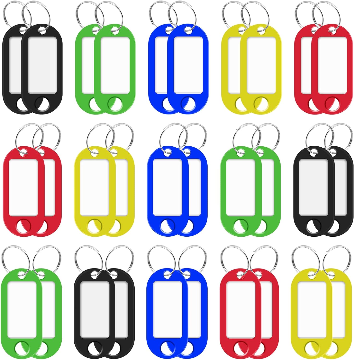Pack of 50 Plastic Keyrings, Writeable Colourful Key Chains, Key Tags ...