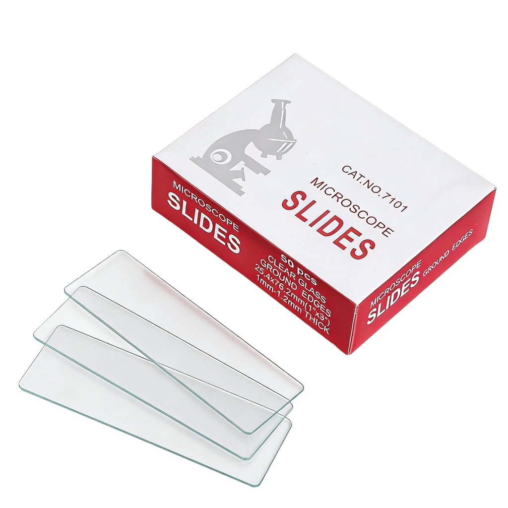 Pack of 50 Pre Cleaned Blank Microscope Slides for Biological Science ...