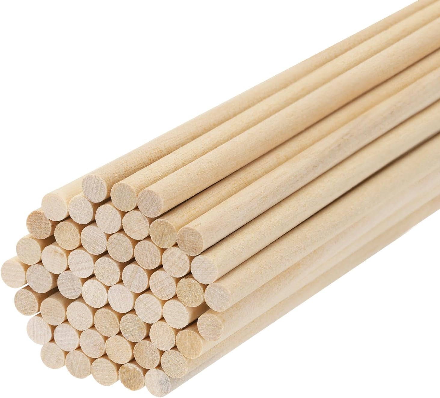 Pack of 50 Round Wood Sticks 3/16"x16" Dowel Rod Unfinished Hardwood ...
