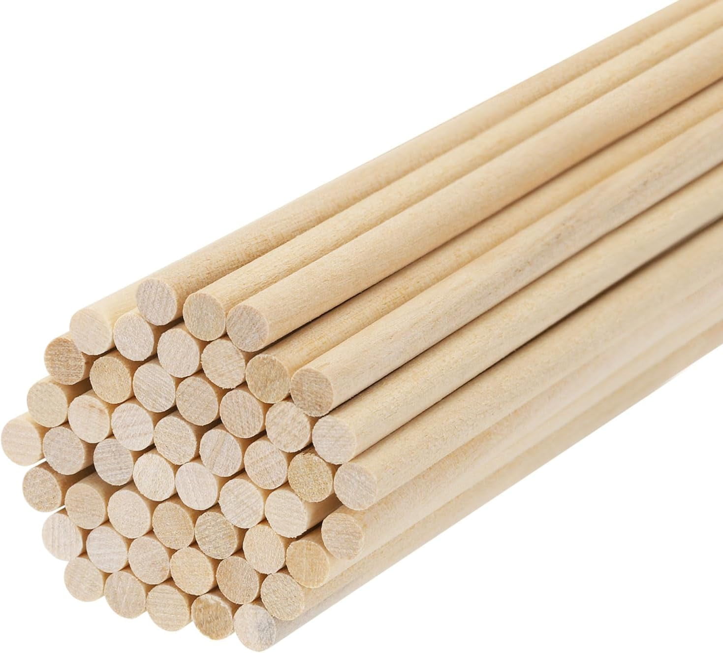 Pack of 50 Round Wood Sticks 3/16"x5" Dowel Rod Unfinished Hardwood ...