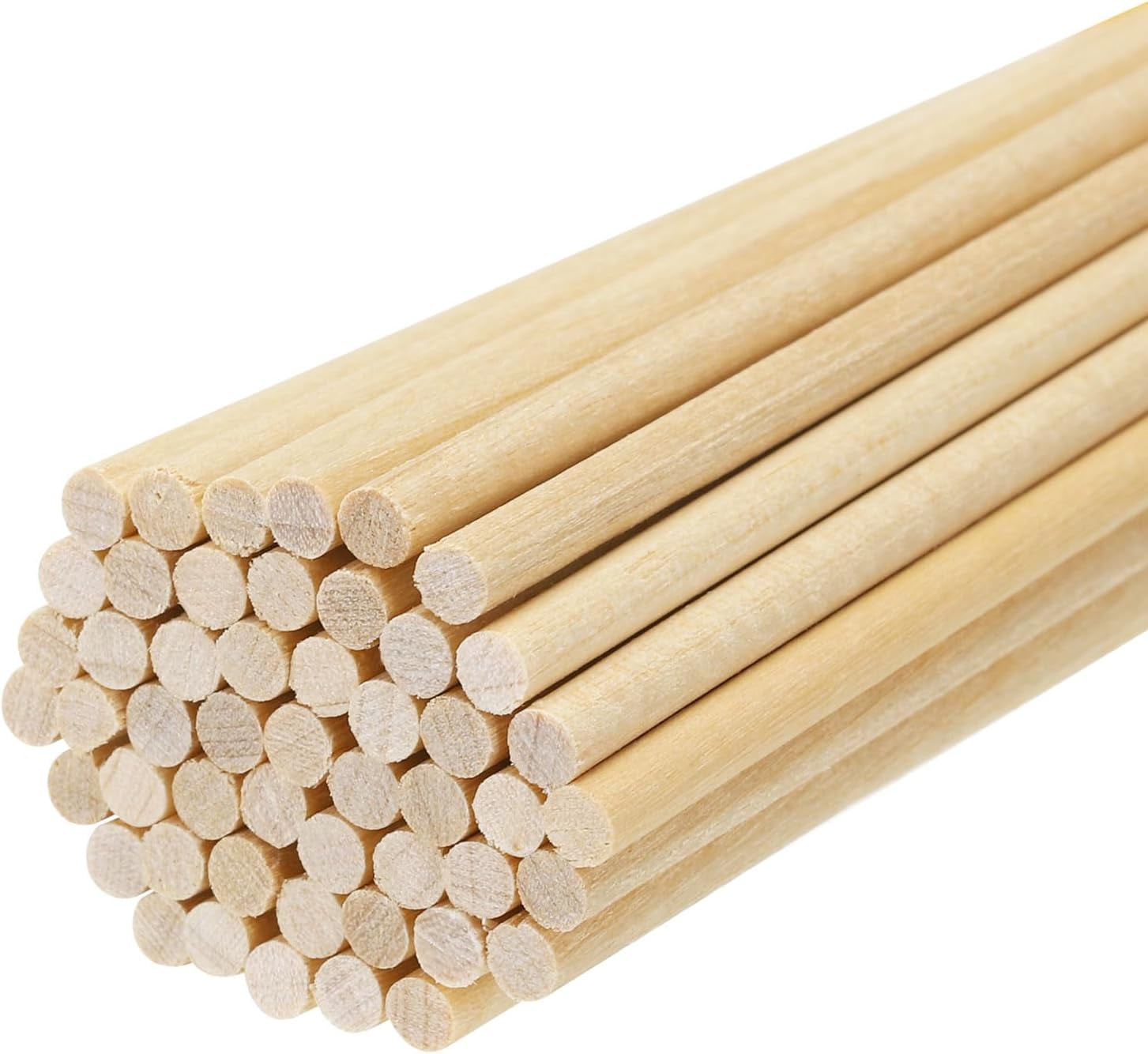 Pack of 50 Round Wood Sticks 5/32"x12" Dowel Rod Unfinished Hardwood ...