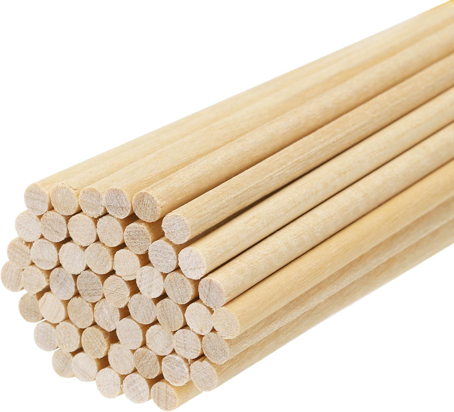 Pack of 50 Round Wood Sticks 5/32"x3" Dowel Rod Unfinished Hardwood ...