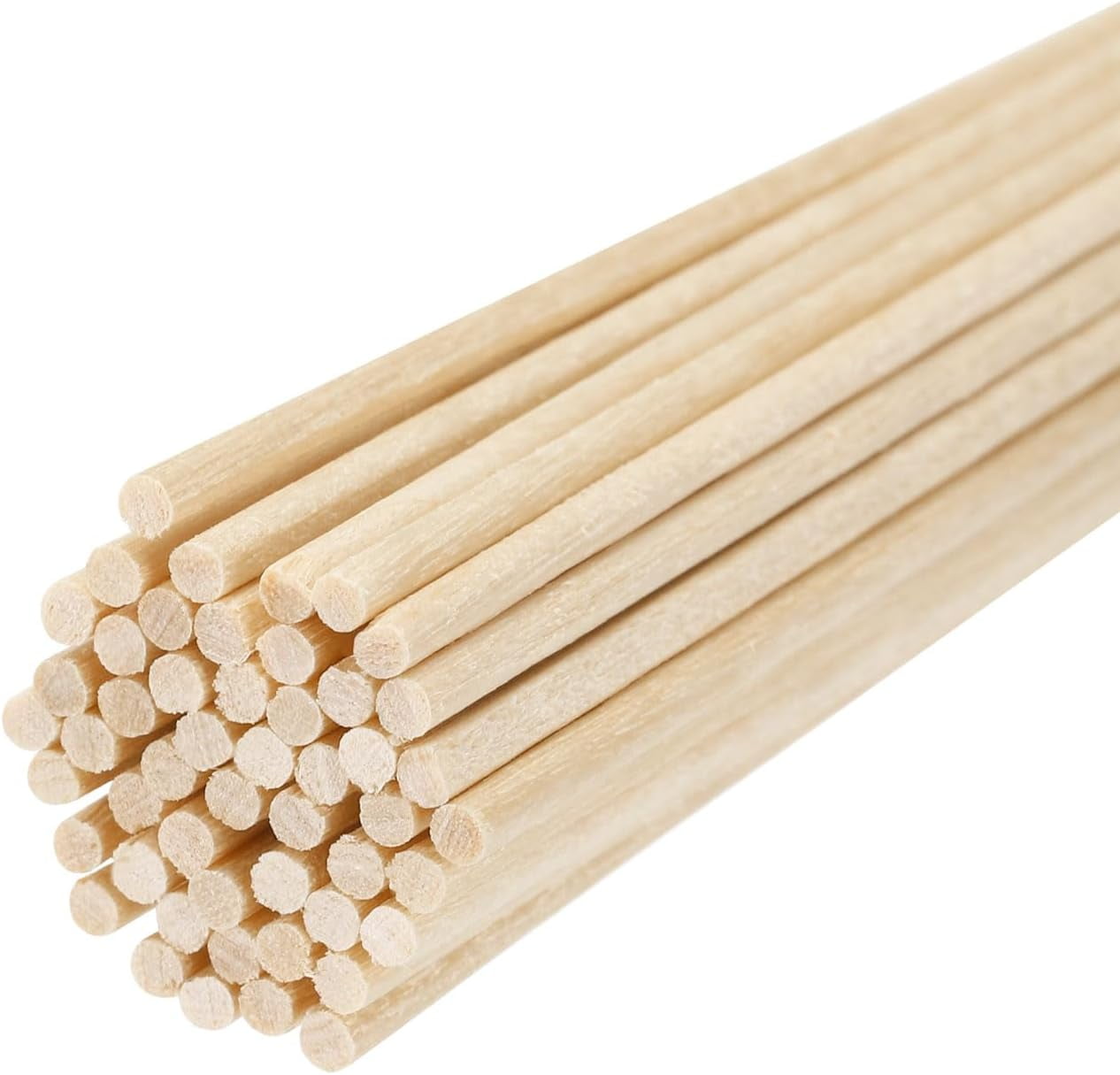 Pack of 50 Round Wood Sticks 5/64"x6" Dowel Rod Unfinished Hardwood ...