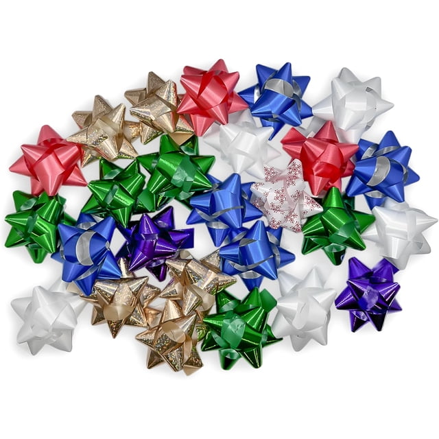 Pack of 50 Self Adhesive Gift Bows in Assorted Color & Designs, Peel N ...