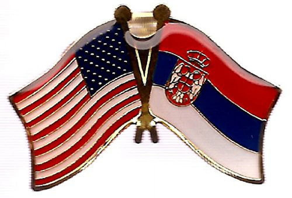 Pack of 50 Serbia & US Crossed Double Flag Lapel Pins, Serbian ...