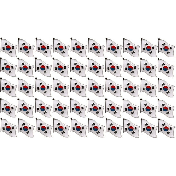 Pack of 50 South Korea Flag Lapel Pins, South Korean Pin Badge ...