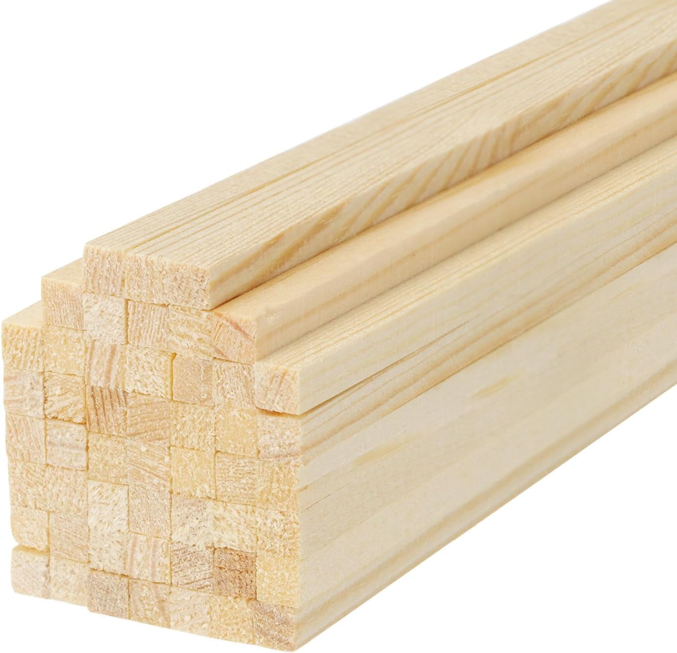Pack of 50 Square Wooden Sticks, 1/4"x 1/4"x 12" Dowel Rod Unfinished ...