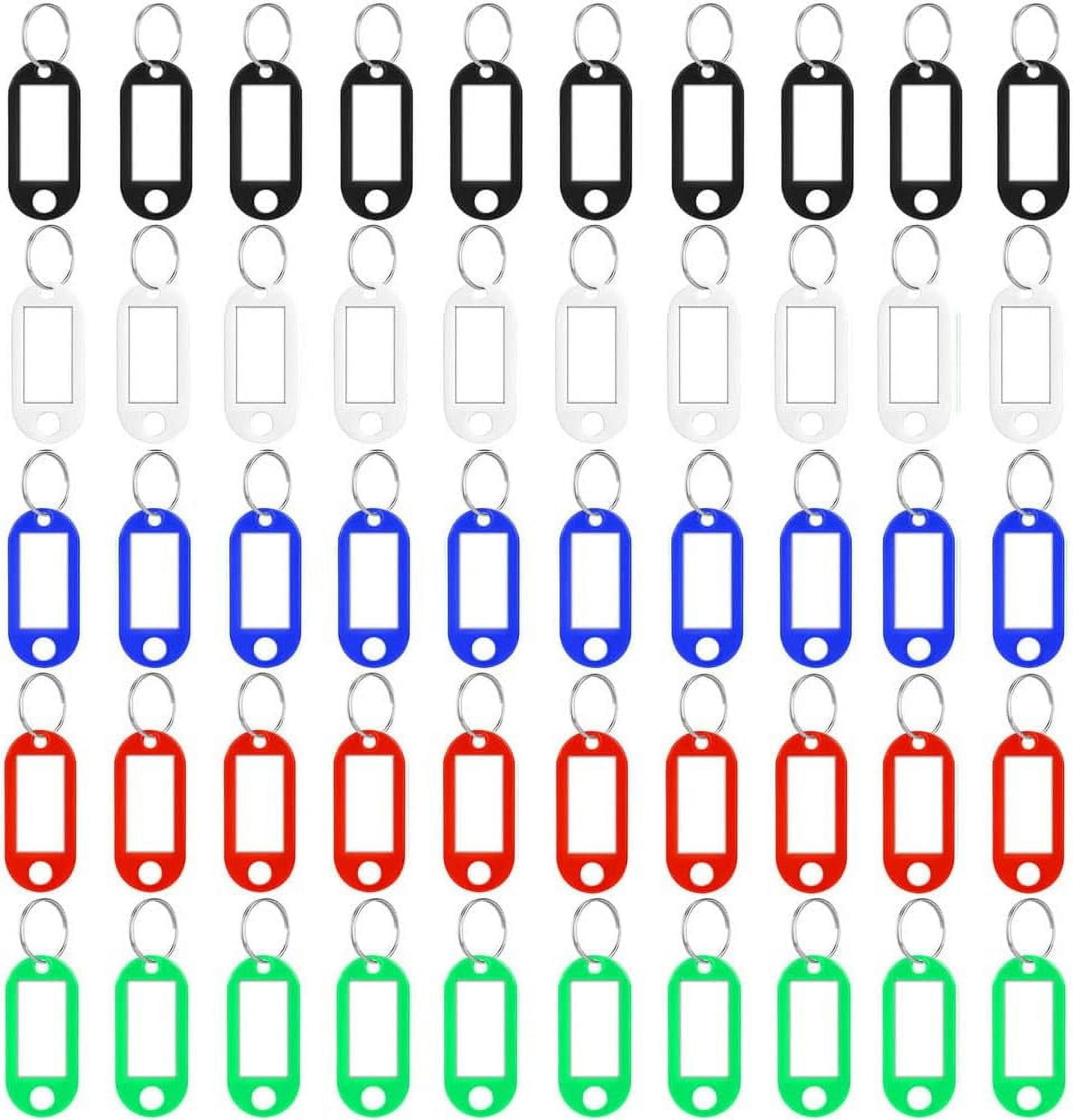 Pack of 50 Writeable Key Rings - 5 Colours, Heavy Duty Key Tags with ...