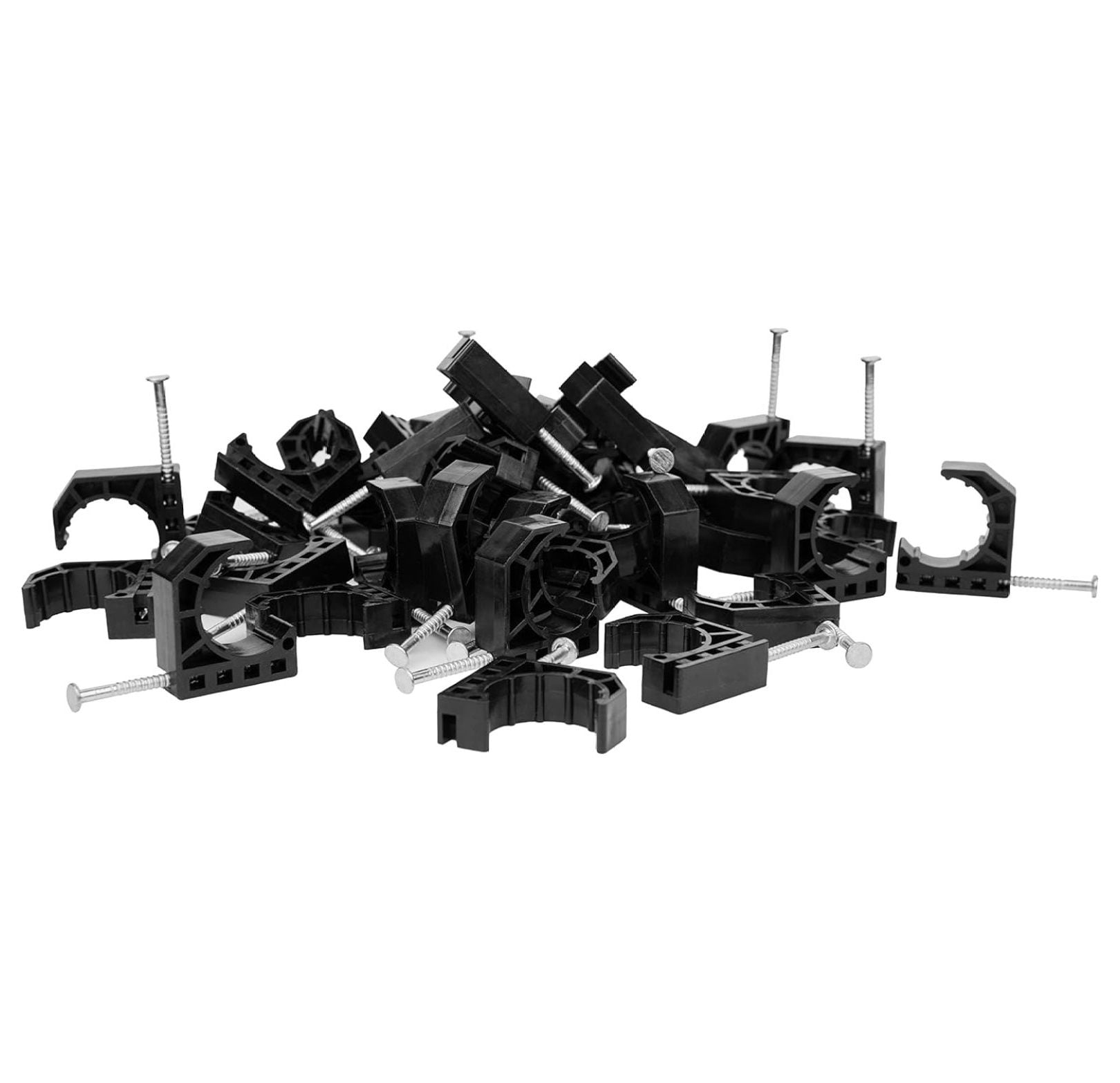 (Pack of 500) Black Color Half Clamp Fixture, J-Hook with Nail For 3/4 ...