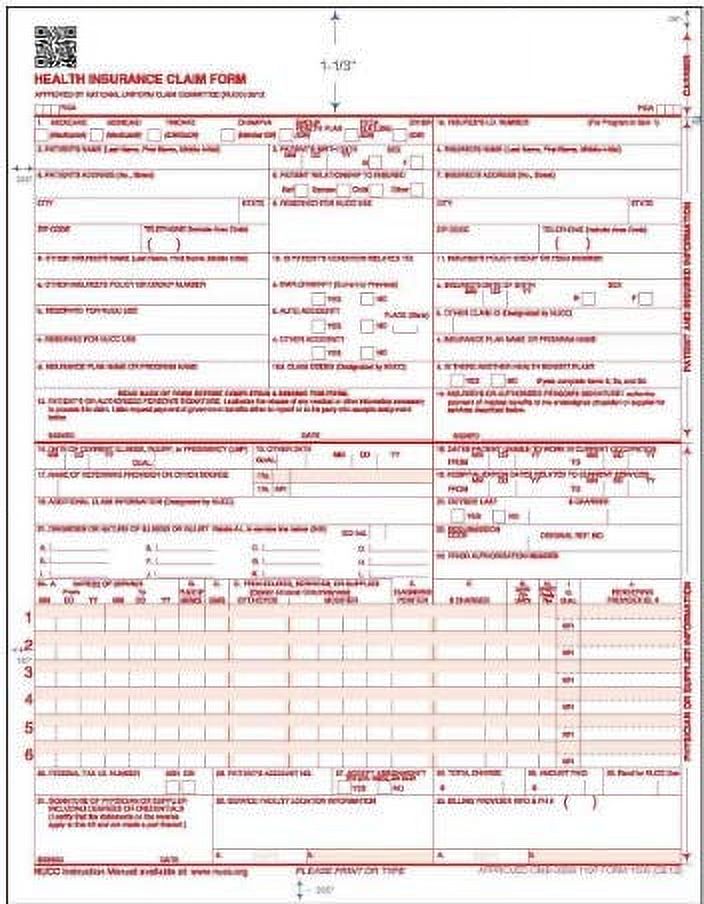 (Pack of 500) CMS 1500 Forms, HCFA 1500 Forms, Health Insurance Claim ...