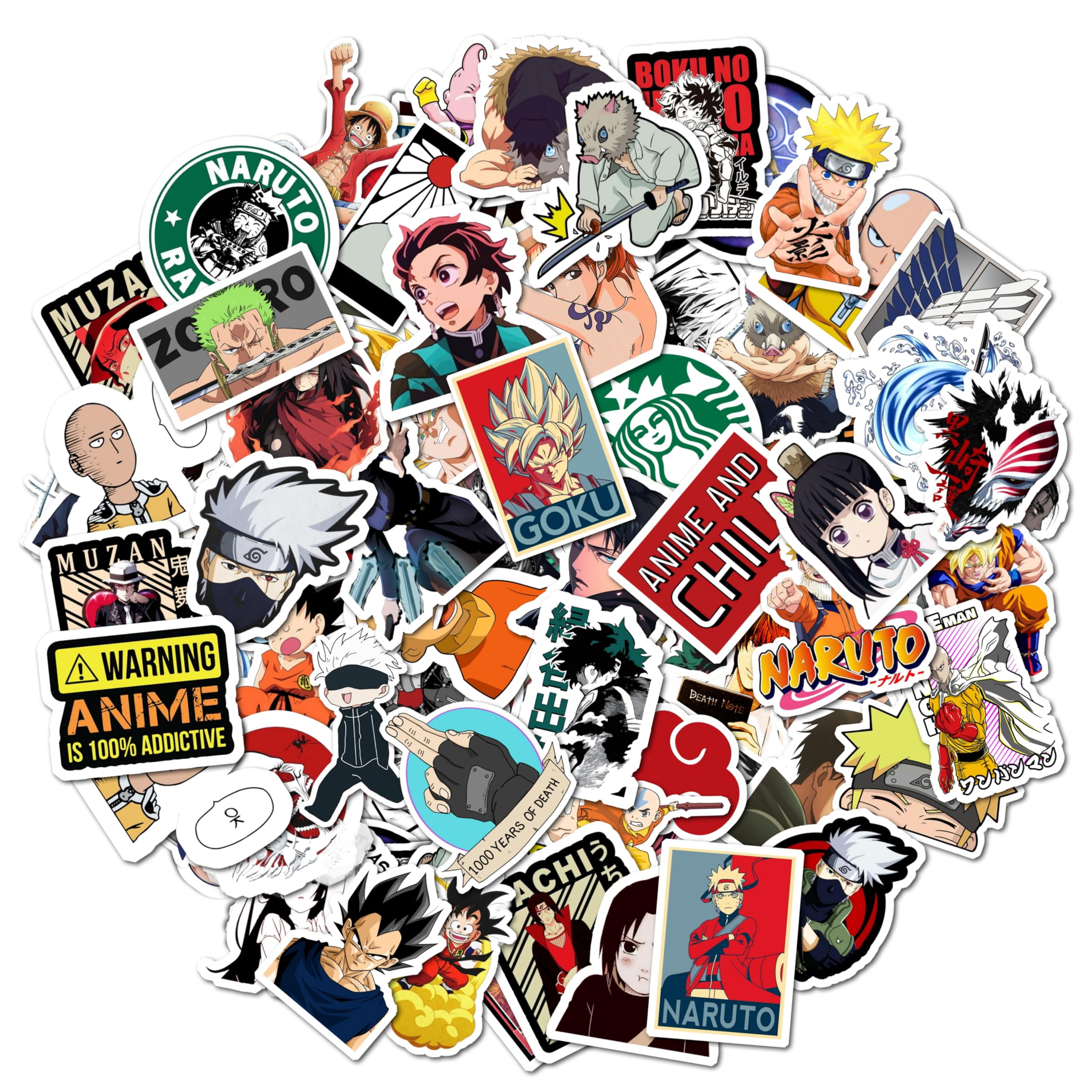 Pack of 56 Random Anime Aesthetic Vinyl Stickers for Laptop, Journal ...