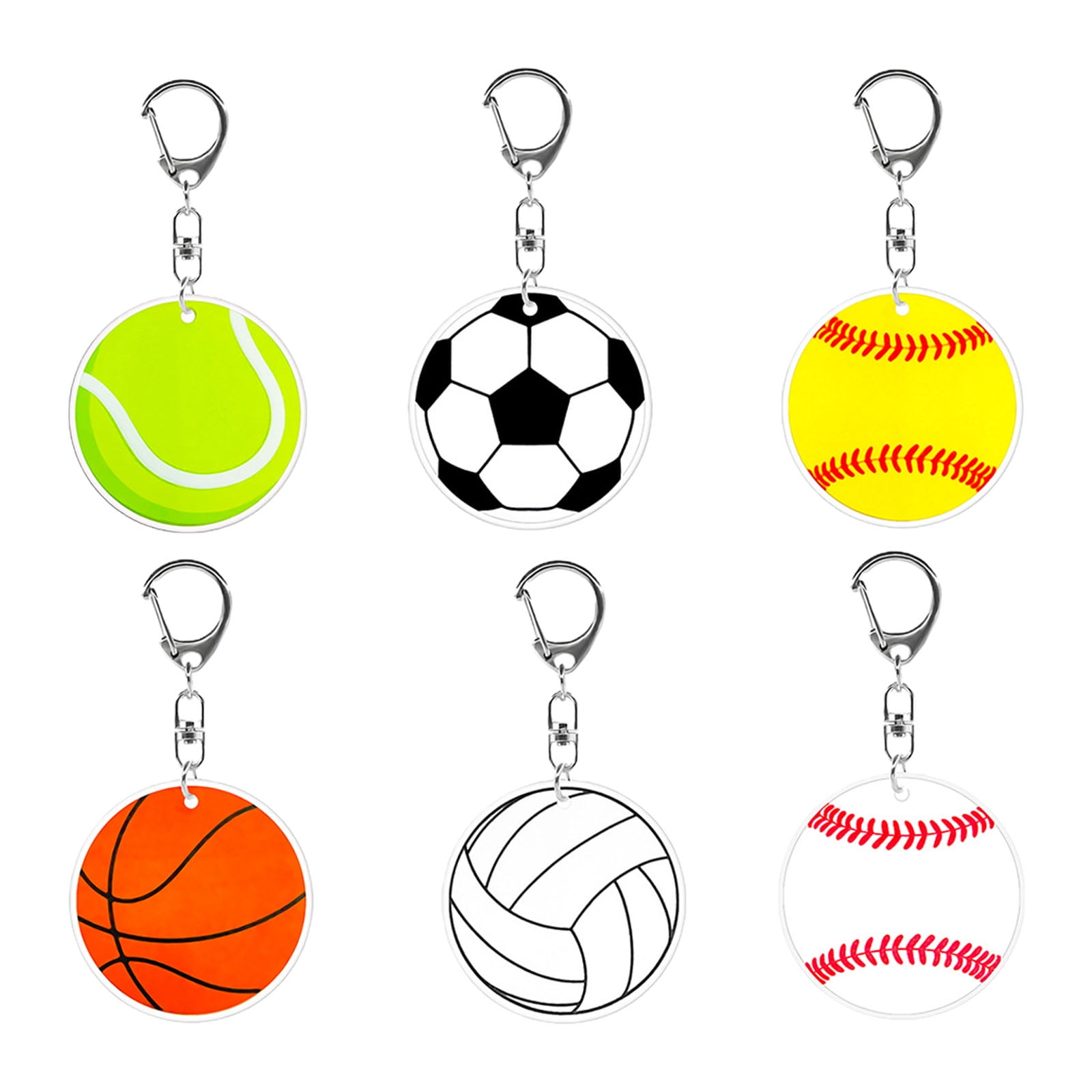 Pack of 6 Acrylic Sports Keychains Portable Designs for Commute Sports ...