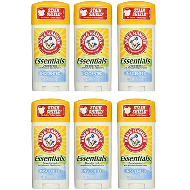 Arm And Hammer Essentials Natural Deodorant, Unscented, 2.5 oz (Pack of ...