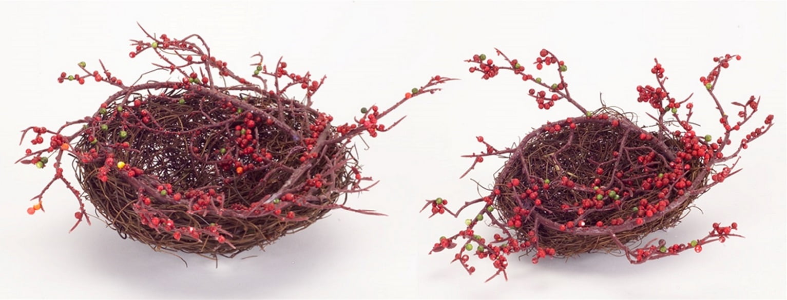 Pack of 6 Artificial Red Berry Country Rustic Decorative Bird Nests 3 ...