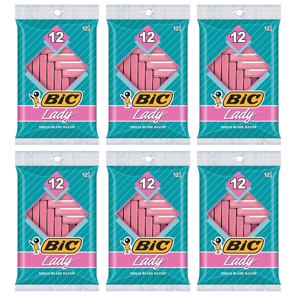 Pack of (6) BIC Lady Shaver Womens Disposable Razor, 12 Count - Walmart.com