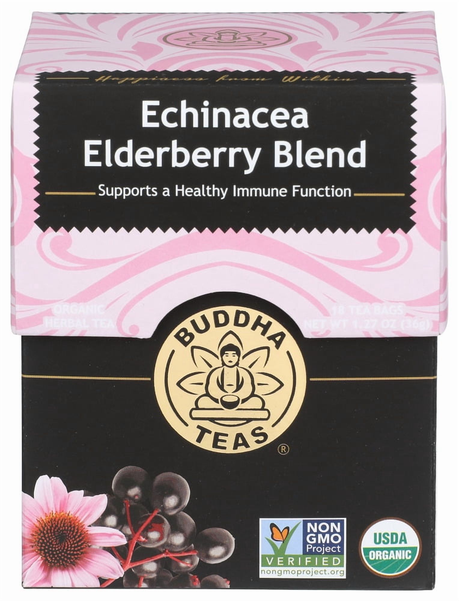 Pack of 6 Buddha Teas Blend Echinacea Elderberry 18 Bags - Walmart.com