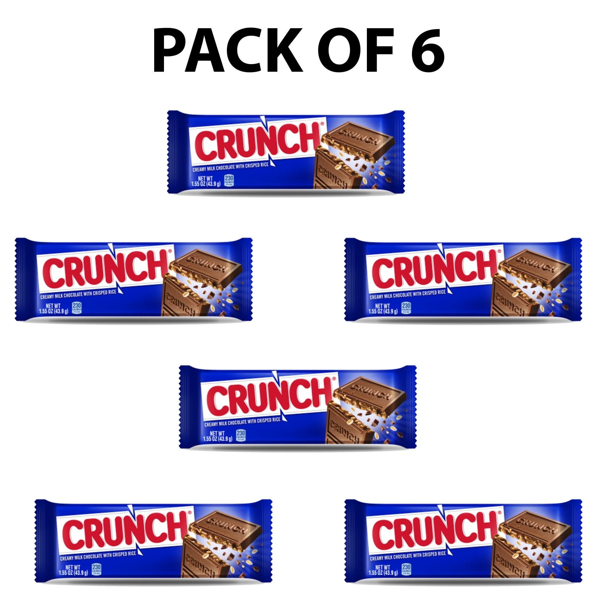 Pack of 6 CRUNCH: Milk Chocolate and Crisped Rice - Full Size Wrapped ...