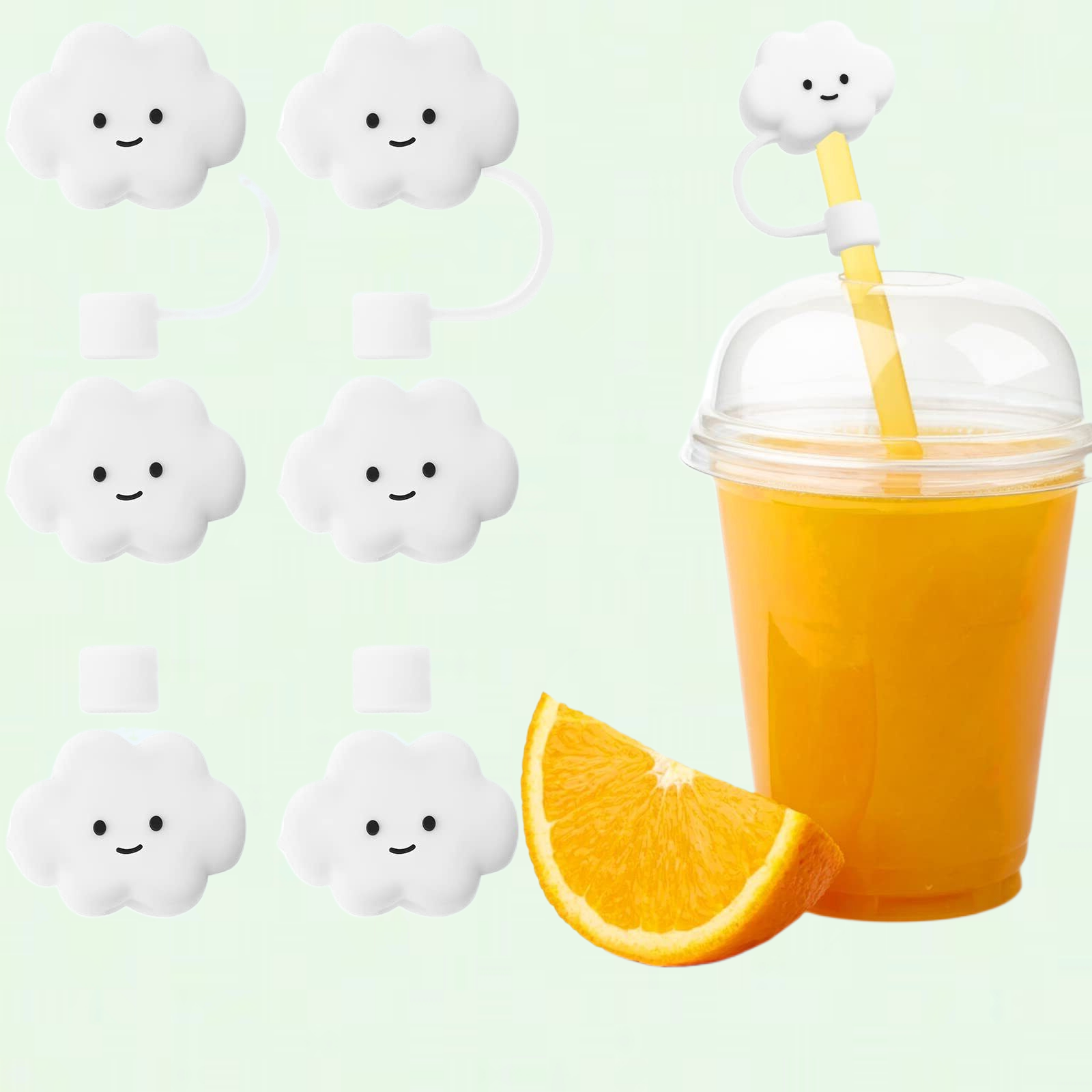 Pack of 6 Cloud Shape Straw Covers, Cute Silicone Straw Protectors for ...