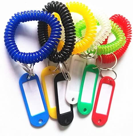 Pack of 6 Colorful Spring Spiral Wrist Coil Key Chain Label, Wrist Band ...