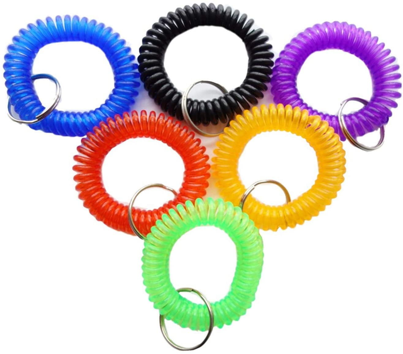 Pack of 6 Colorful Spring Spiral Wrist Coil Key Chain, Wristband Key ...