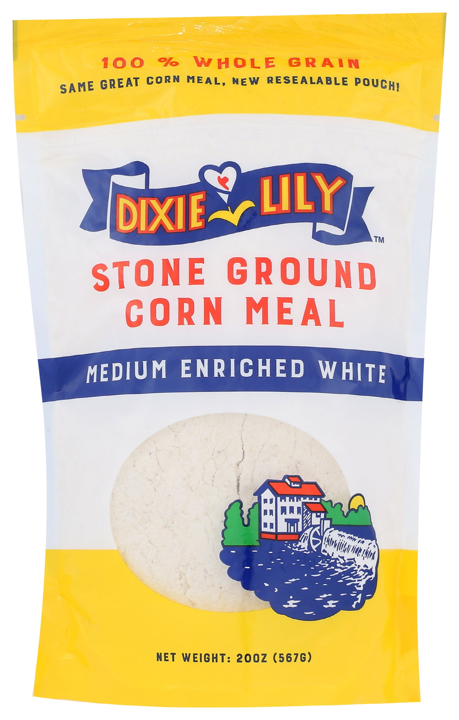 Pack of 6, Dixie Lily Stone Ground Medium Enriched White Corn Meal, 20 oz - Walmart.com