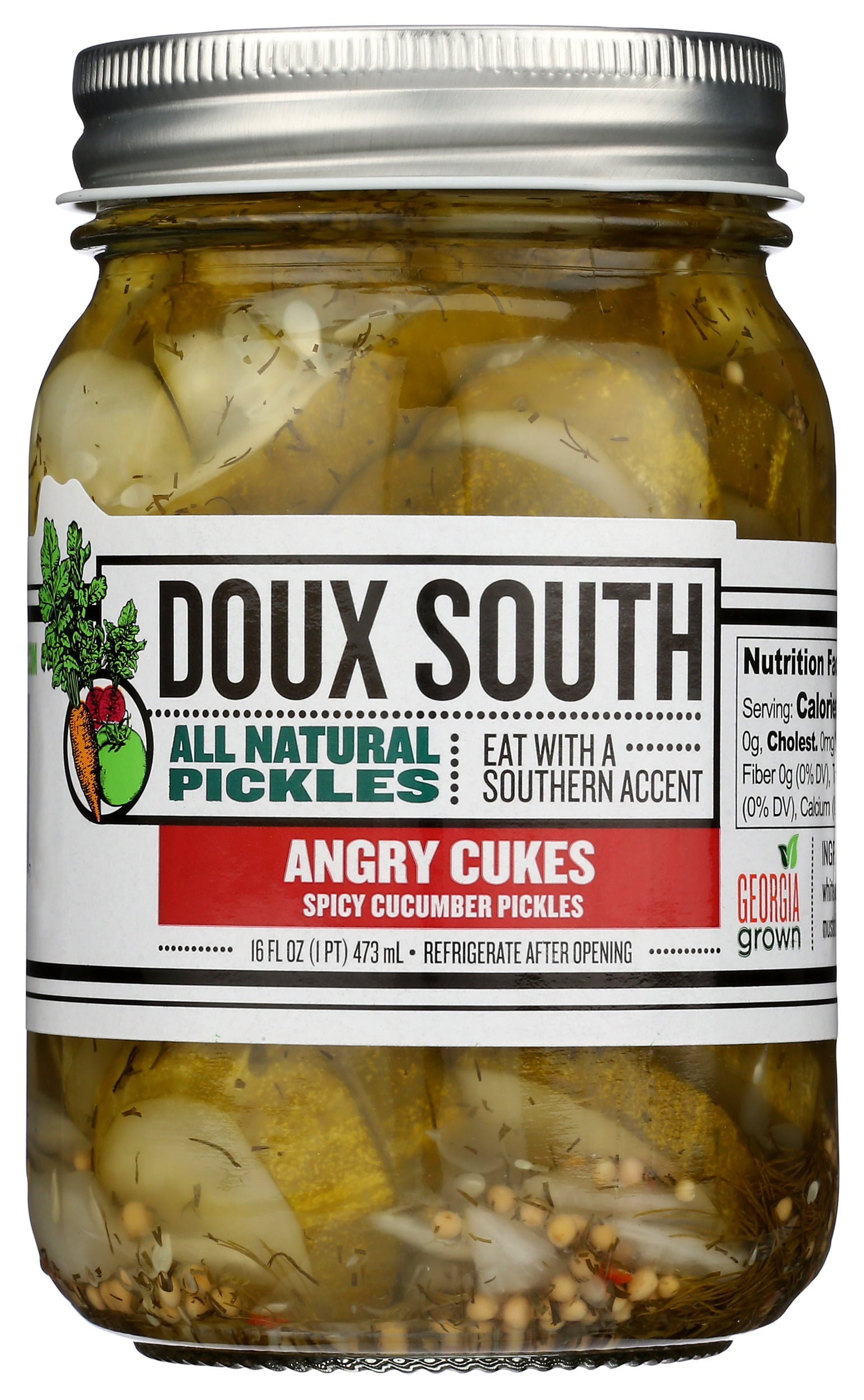 Pack of 6, Doux South Angry Cukes Spicy Cucumber Pickles, 16 oz ...