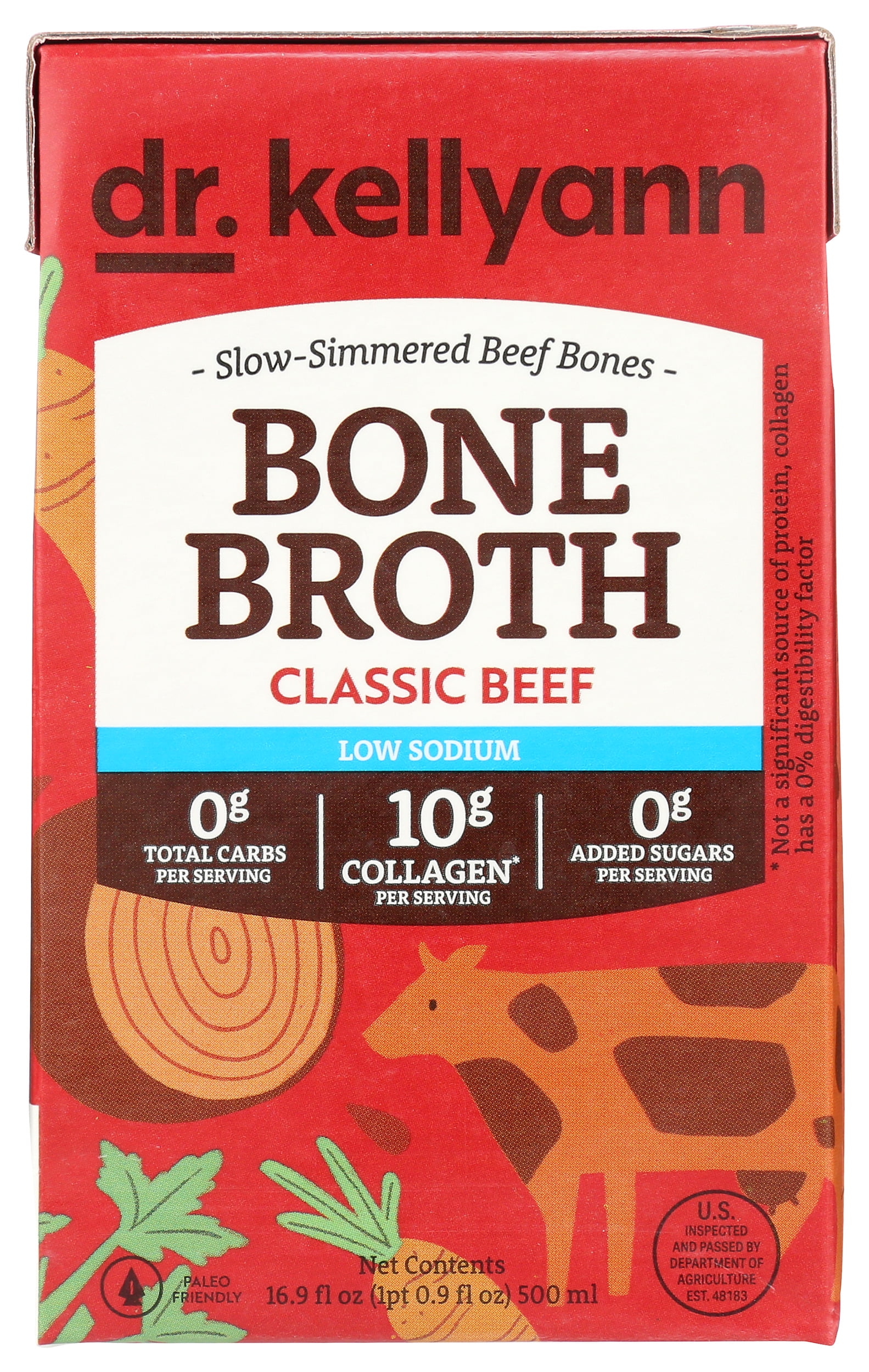 Pack of 6, Dr Kellyann Low Sodium Classic Beef Bone Broth, 16.9 oz ...
