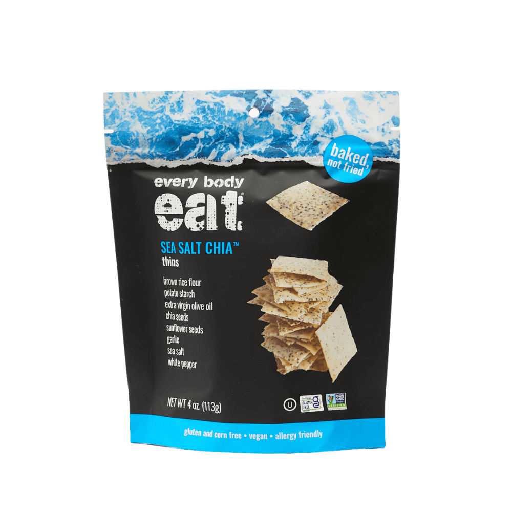 (Pack of 6), Every Body Eat Sea Salt Chia Snack Thins, 4 oz - Walmart.com
