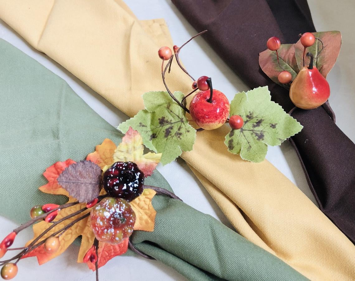 Pack of 6-Fall Themed Napkin rings: harvest fall maple fruit pumpkin ...