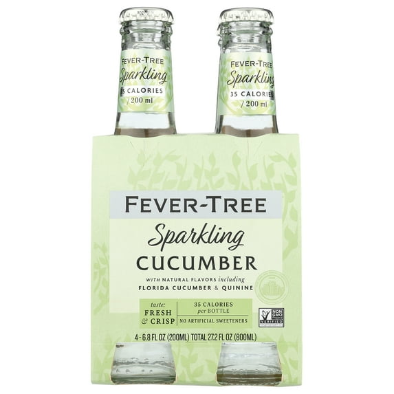 Pack of 6, Fever Tree Sparkling Cucumber Tonic Water, 4 bottles - 27.2 ...