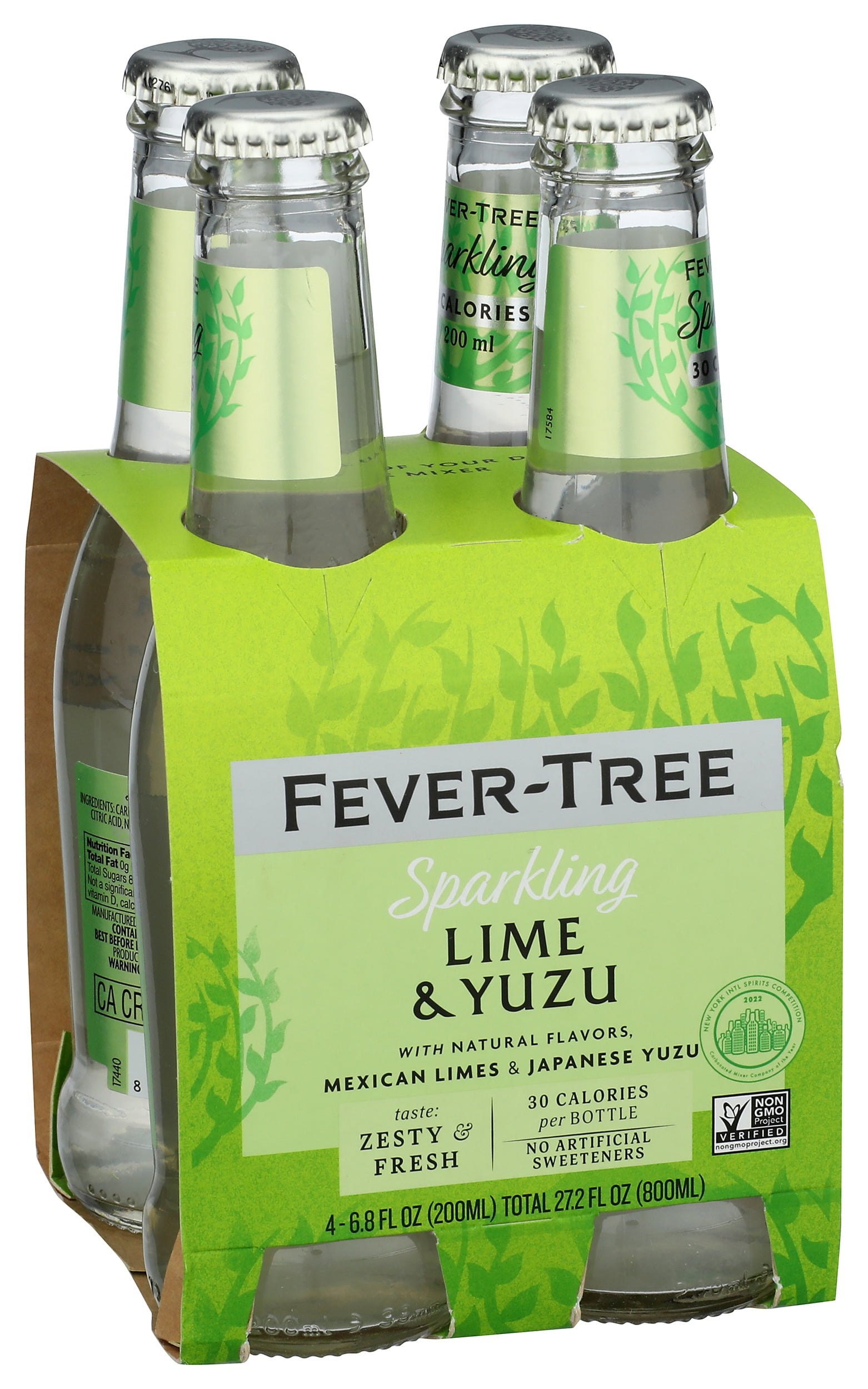Pack of 6, Fever Tree Sparkling Lime & Yuzu Beverage, 27.2 fl oz ...