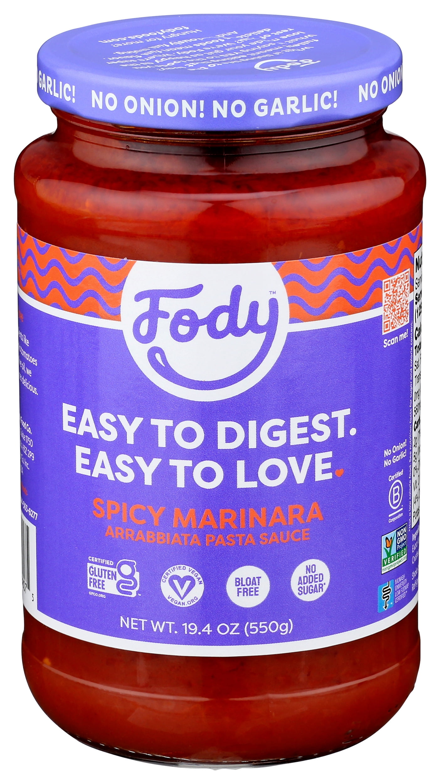 (Pack of 6), Fody Food Co Spicy Marinara, 19.4 oz - Walmart.com