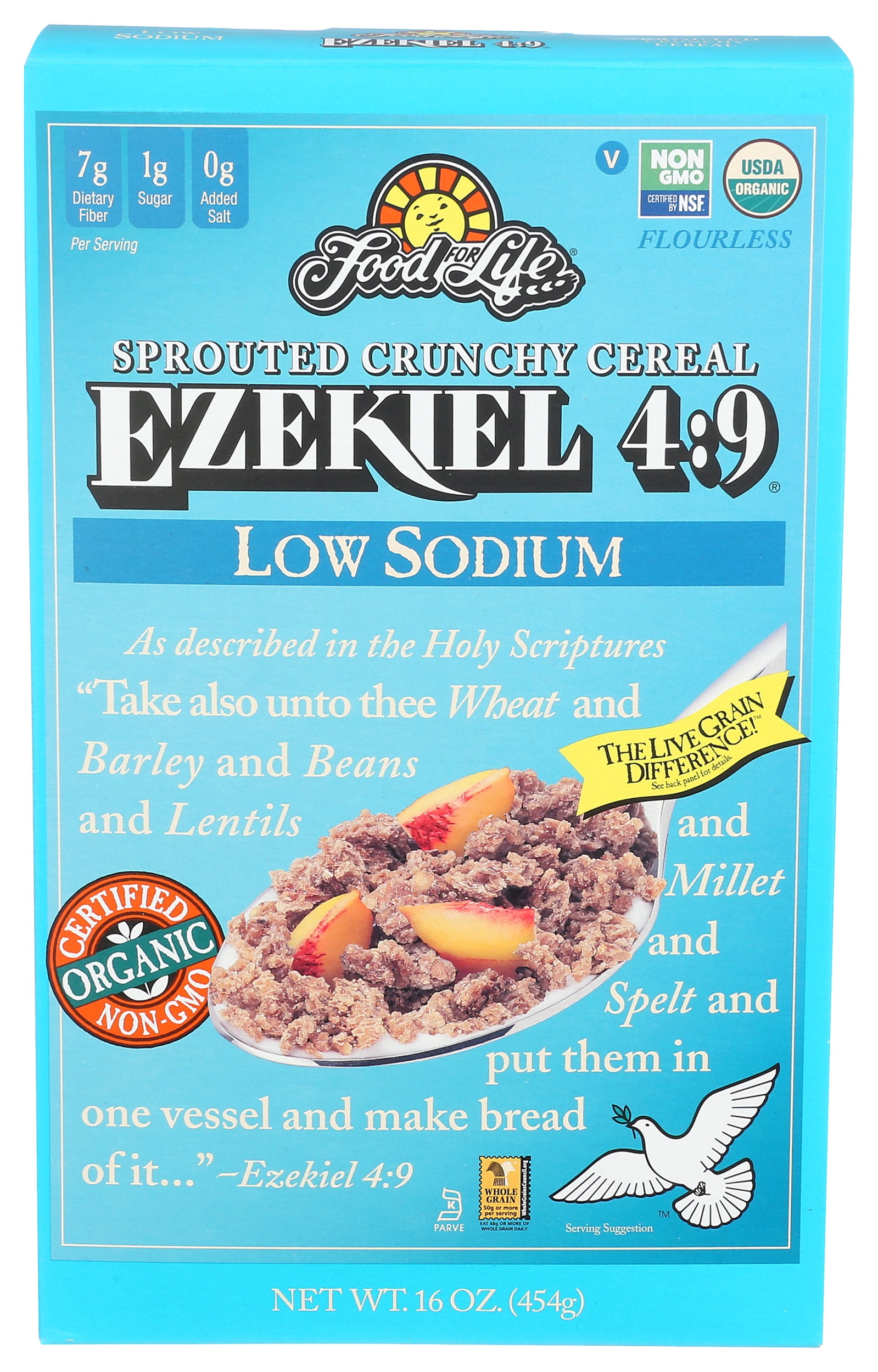 (Pack of 6), Food For Life Ezekiel 4:9 Crunchy Cereal, Low Sodium, 16 ...