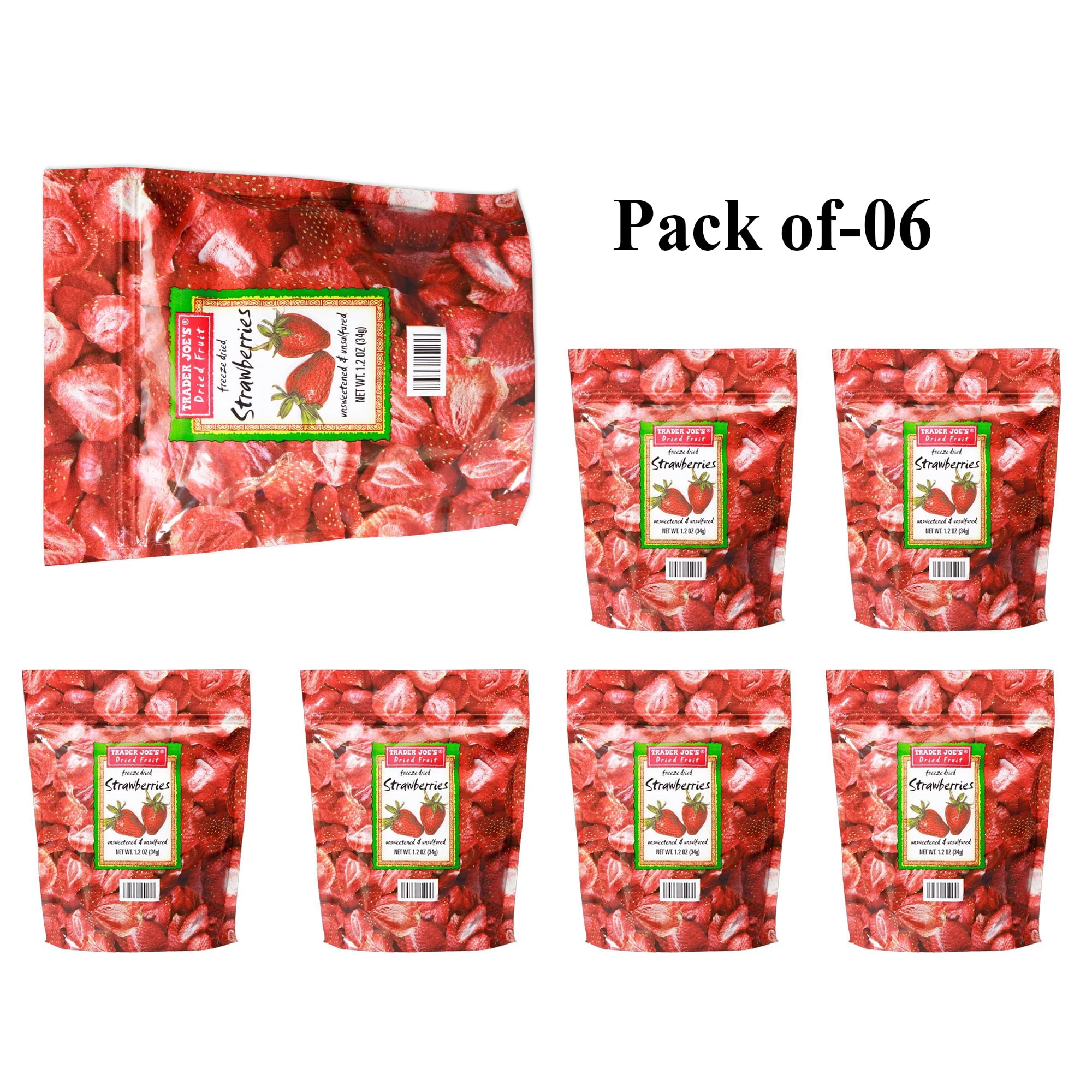 Pack Of 6 Trader Joe’s Fruit Freeze Dried Strawberries Unsweetened & Unsulfured | 1.2 Oz Per ...