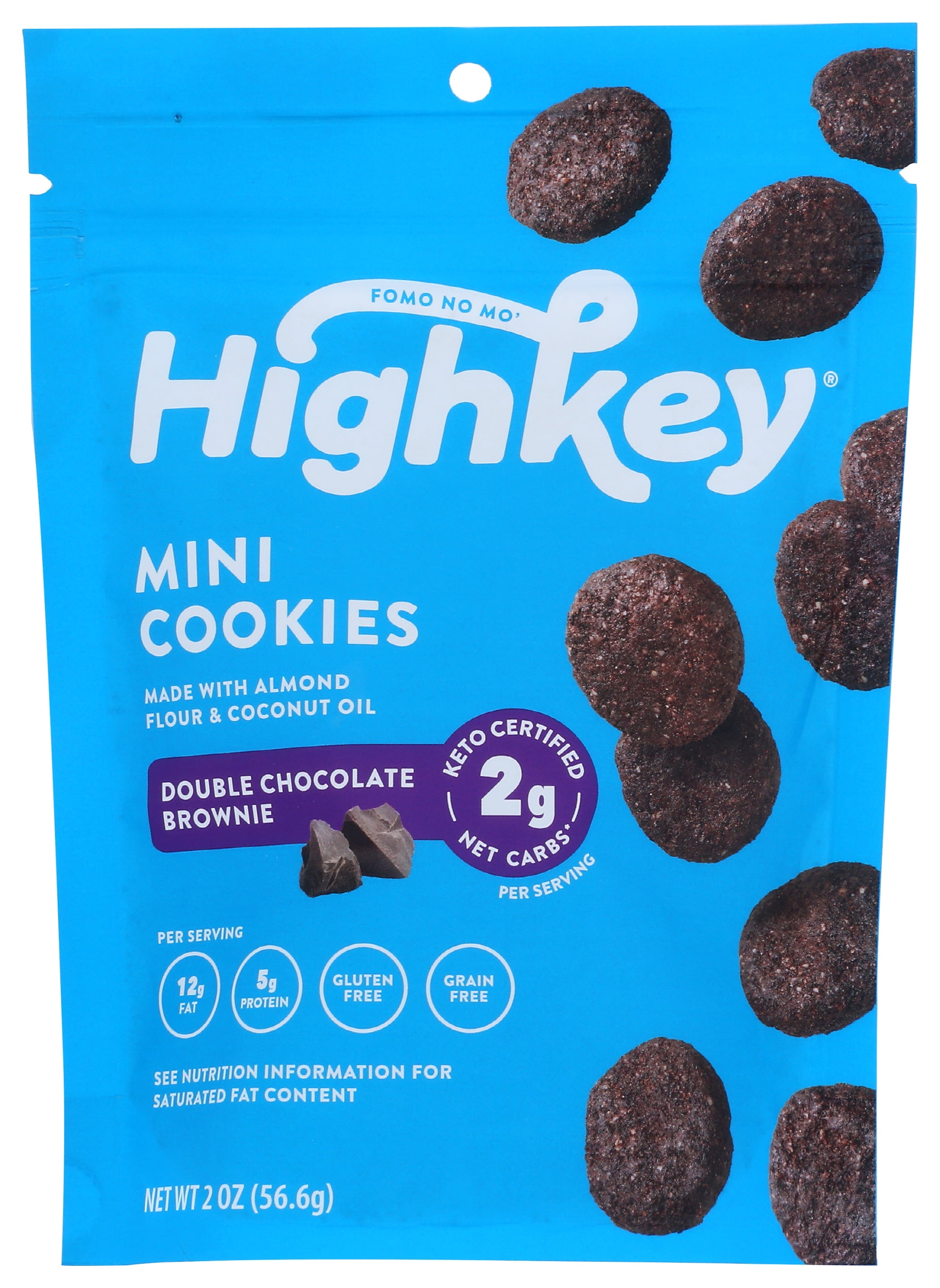 (Pack of 6), HighKey Double Chocolate Brownie Mini Cookies, 2 oz ...