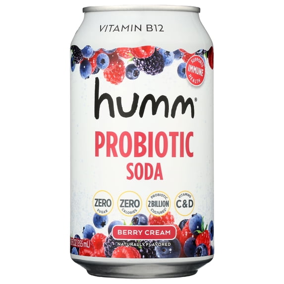 (Pack of 6), Humm Berry Cream Probiotic Soda, 12 fl oz - Walmart.com