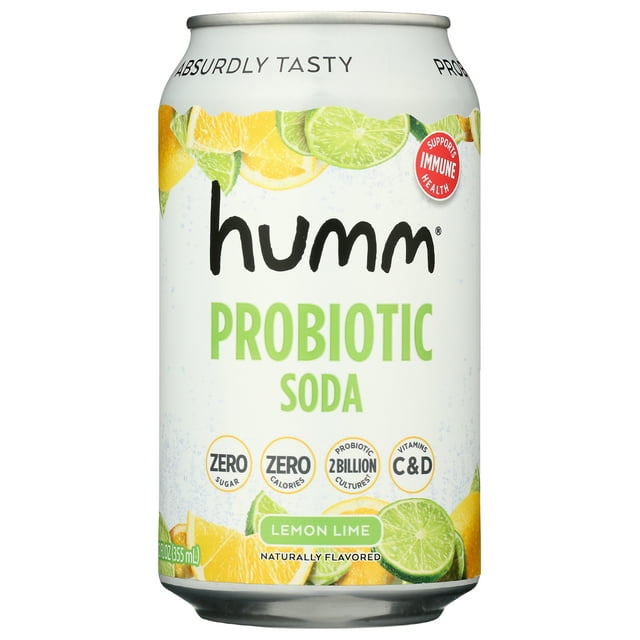 (Pack of 6), Humm Lemon Lime Probiotic Soda, 12 fl oz - Walmart.com