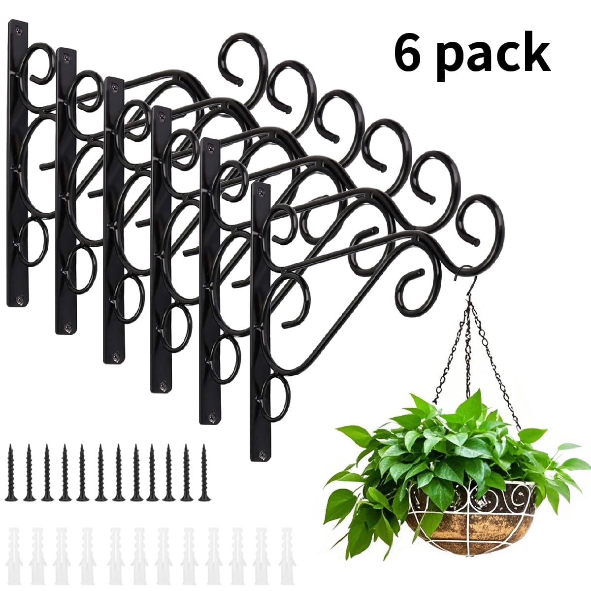 WLGJL Pack of 6 Iron Outdoor Hanging Brackets Wall Hooks for Bird ...