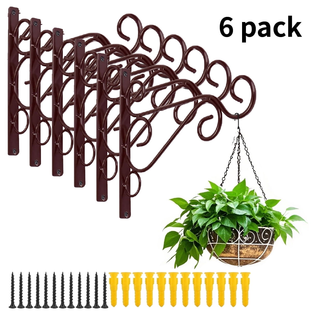 WLGJL Pack of 6 Iron Outdoor Hanging Brackets Wall Hooks for Bird ...