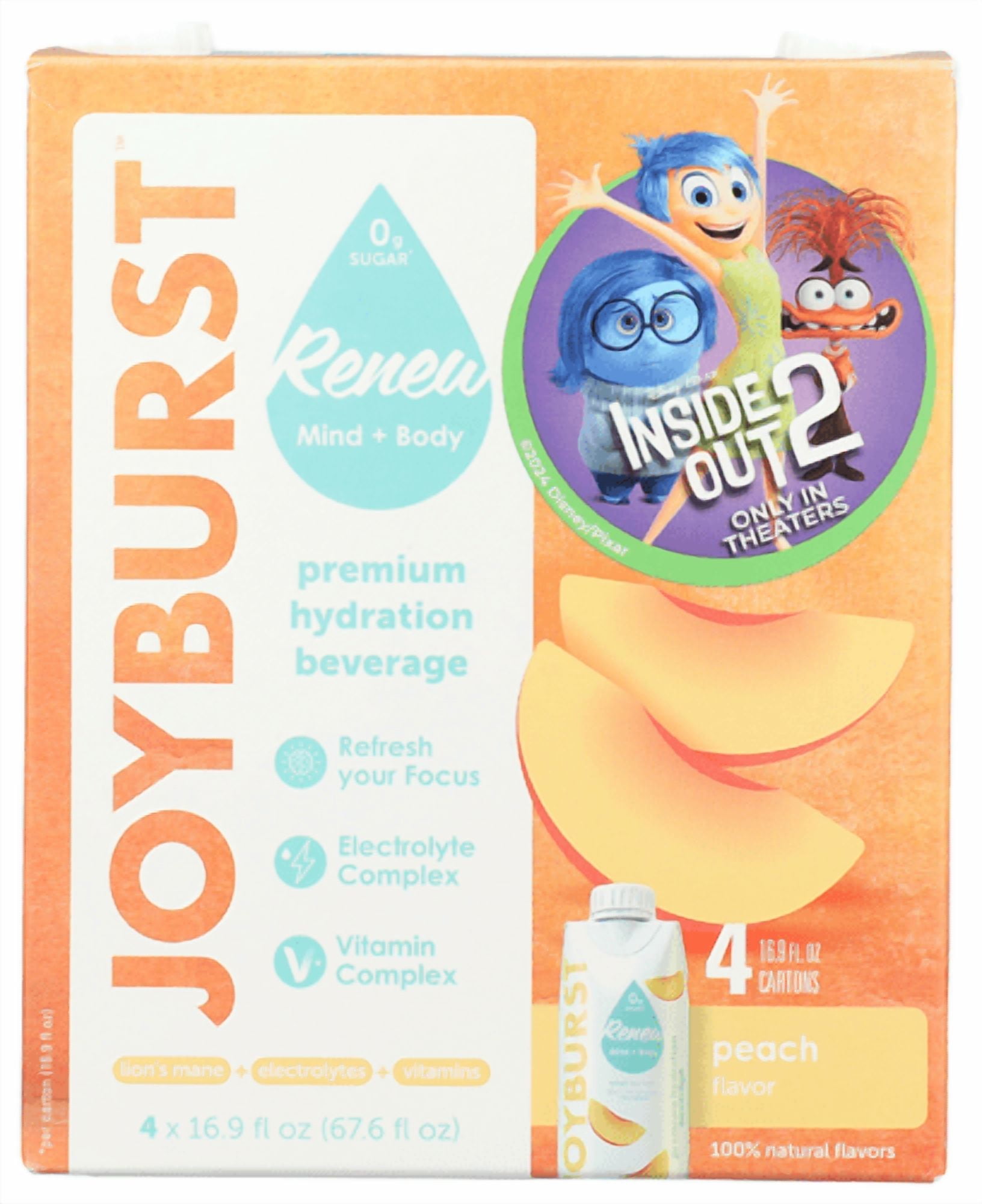 (Pack of 6) Joyburst Beverage Hydration Peach 4 Pack 67.6 fl oz ...