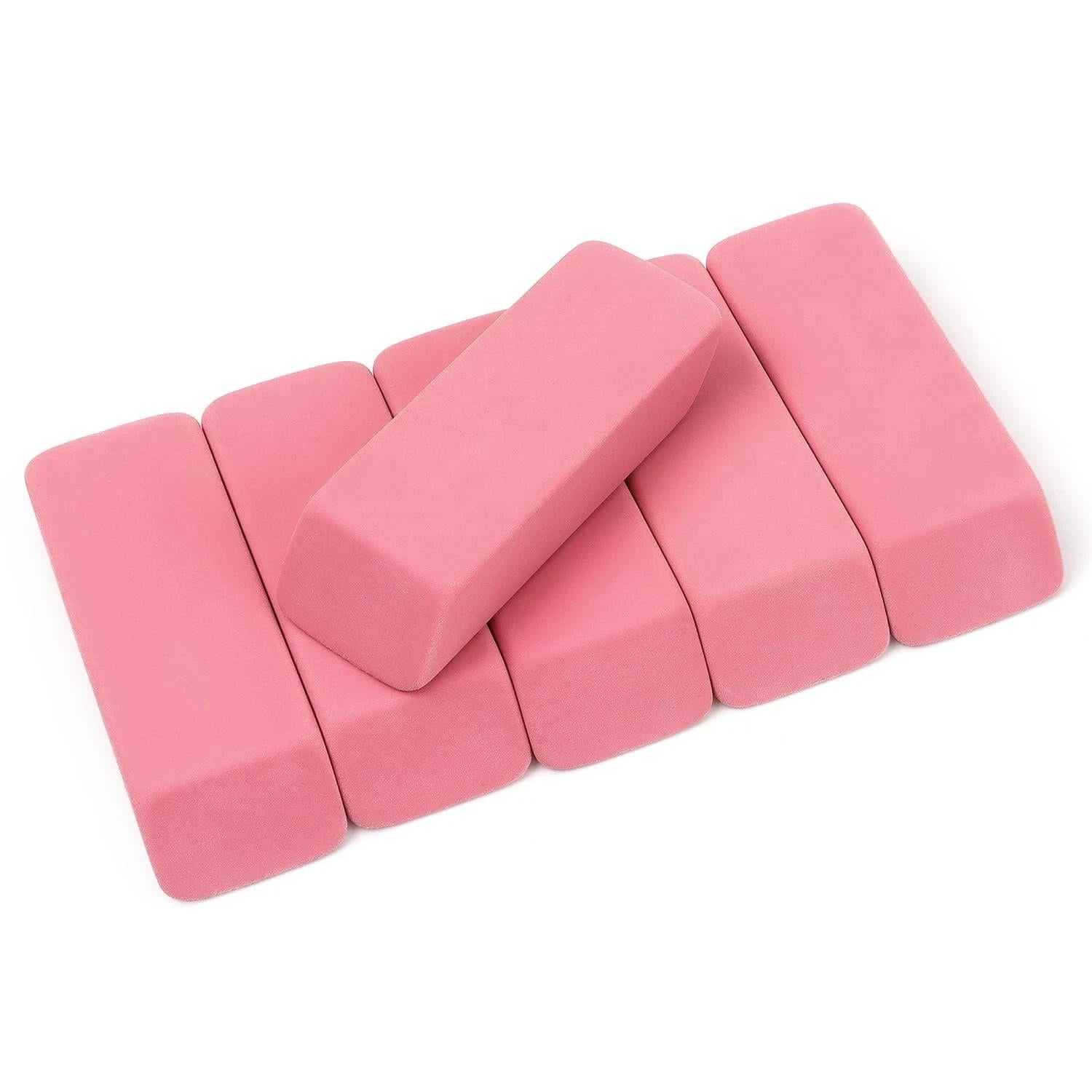 Pack of 6 Large Pink Erasers for Drawing, Tamaki Artist Pencil Erasers ...