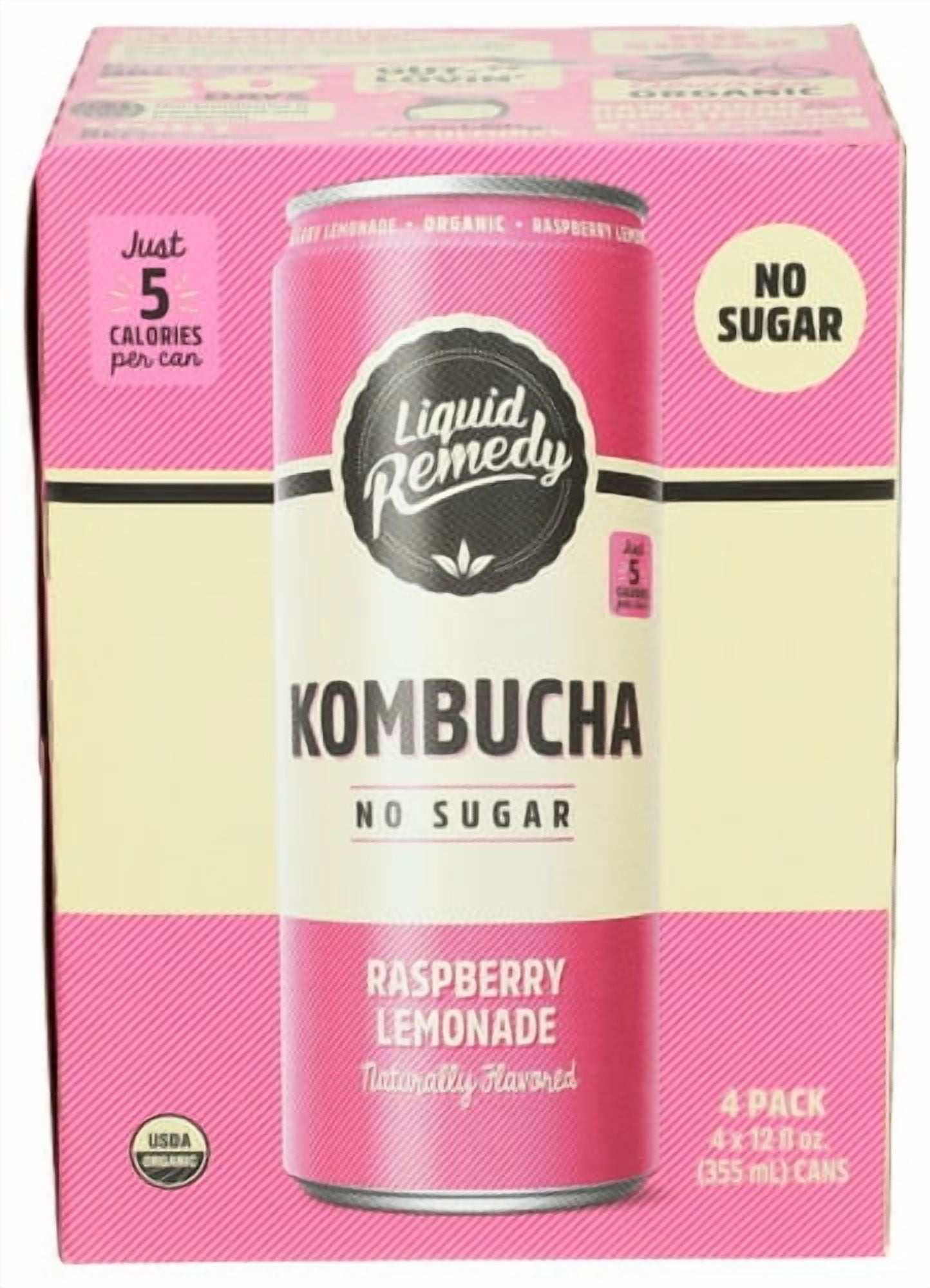 (Pack of 6) Liquid Remedy Kombucha Raspberry Lemonade 4 Pack Original ...
