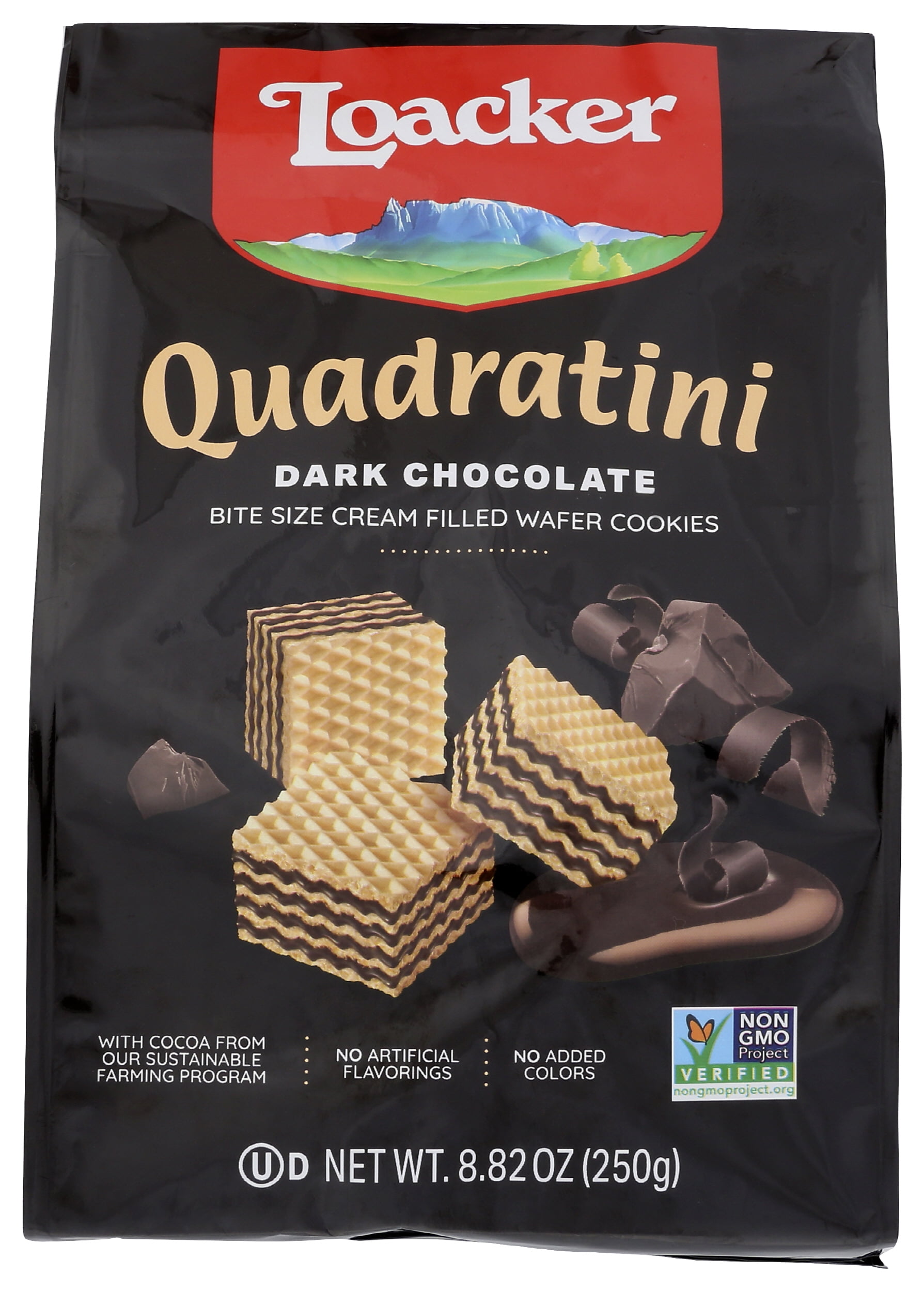 Pack of 6, Loacker Quadratini Dark Chocolate Creme Wafer Cookies, 8.82 ...