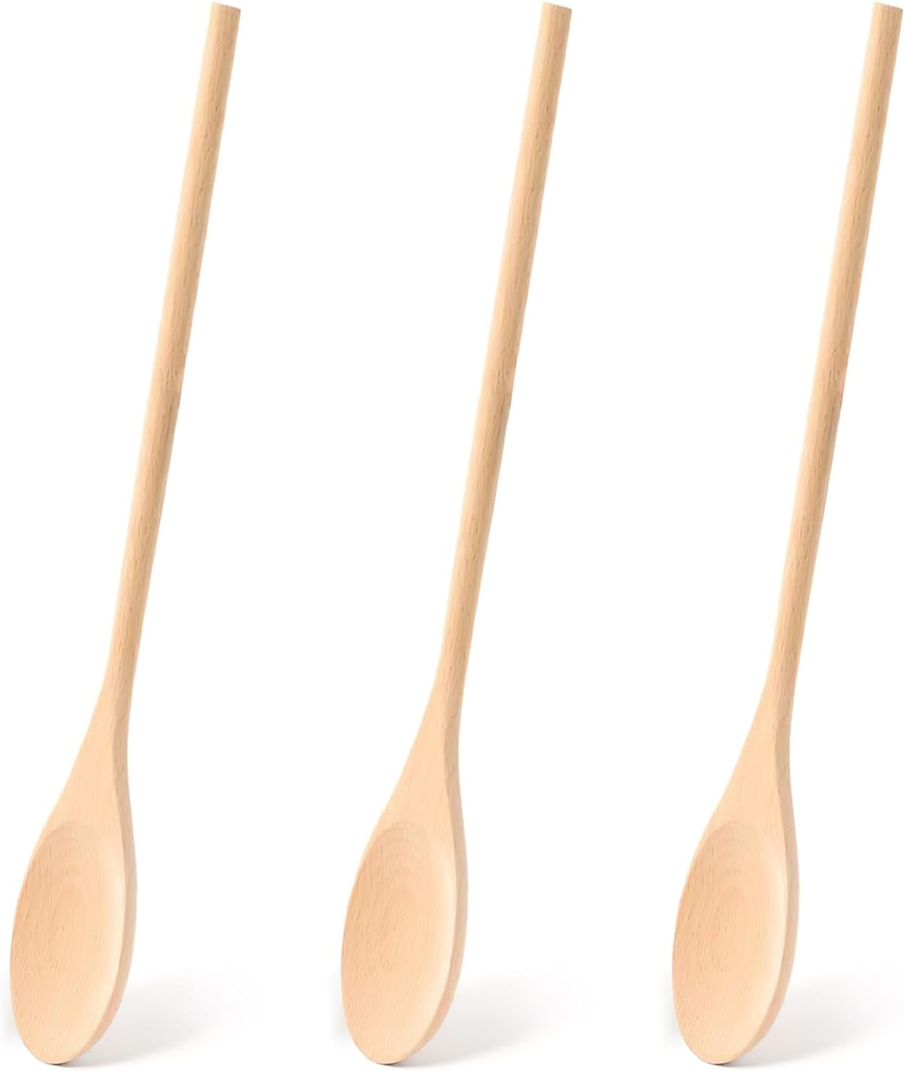 Pack of 6 Long Handle Wooden Cooking Mixing Oval Spoons, 12 Inch Long ...