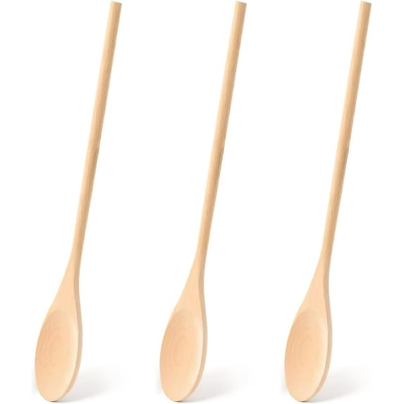 Pack of 6 Long Handle Wooden Cooking Mixing Oval Spoons, 12 Inch Long ...